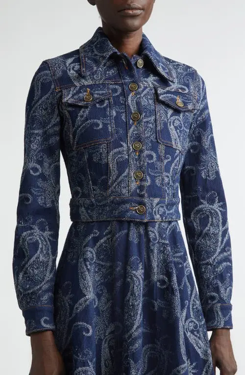 Etro Paisley Laser-etched Denim Jacket