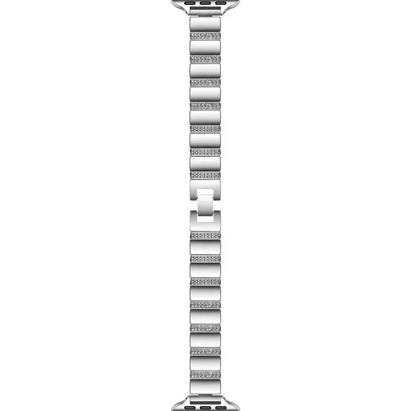 POSH TECH Soleil Rhinestone Stainless Steel Link Watchband - Silver