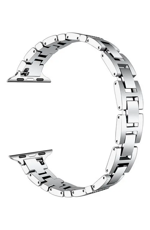POSH TECH Soleil Rhinestone Stainless Steel Link Watchband - Silver