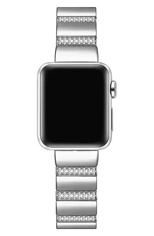 POSH TECH Soleil Rhinestone Stainless Steel Link Watchband - Silver