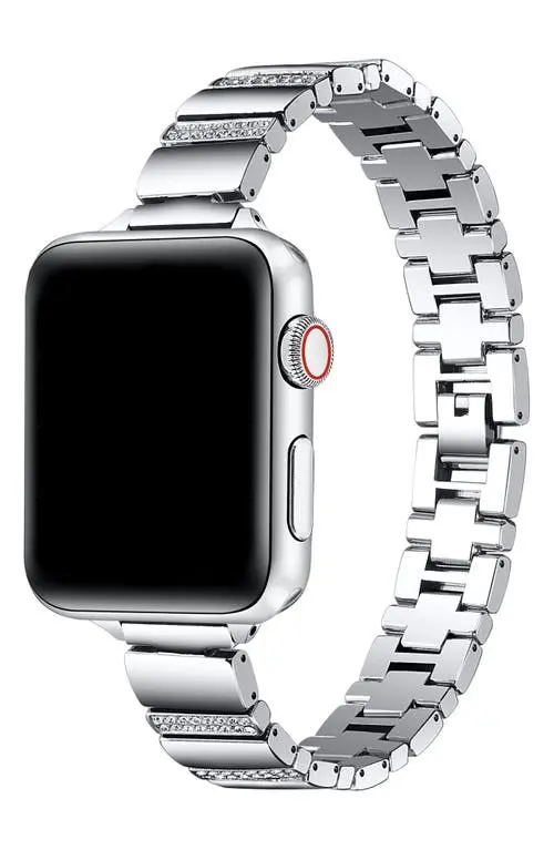 POSH TECH Soleil Rhinestone Stainless Steel Link Watchband - Silver