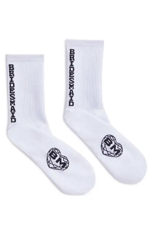 BRIDEMERCH Bridesmaid Crew Socks - White
