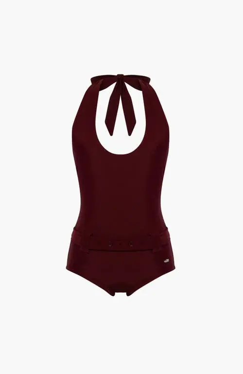 ODDLI Halter One-piece Swimsuit With Belt