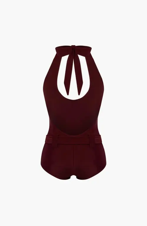 ODDLI Halter One-piece Swimsuit With Belt