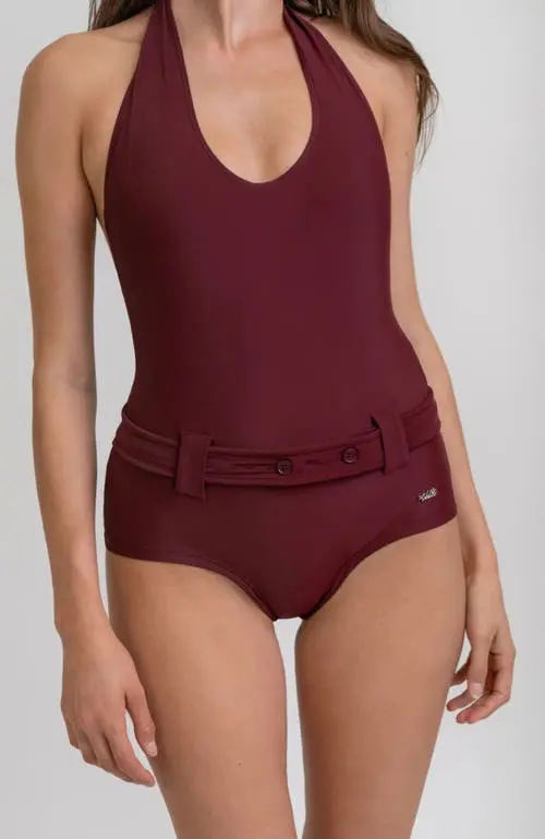 ODDLI Halter One-piece Swimsuit With Belt