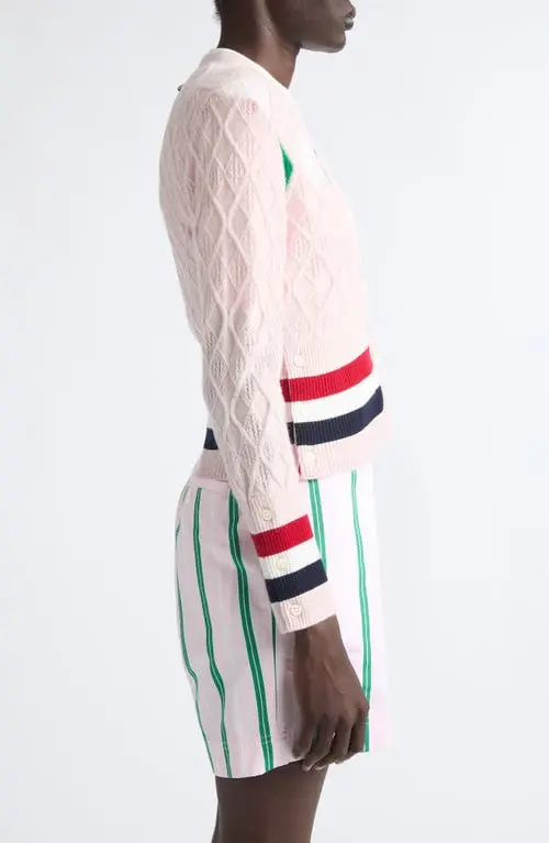 Thom Browne Argyle Intarsia Cashmere Pointelle Cardigan