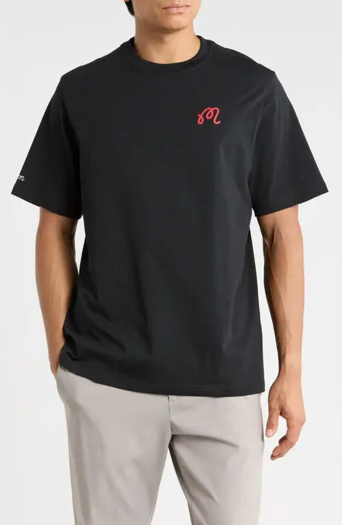 MALBON Bermuda Benchmark Cotton Graphic T-shirt - Black