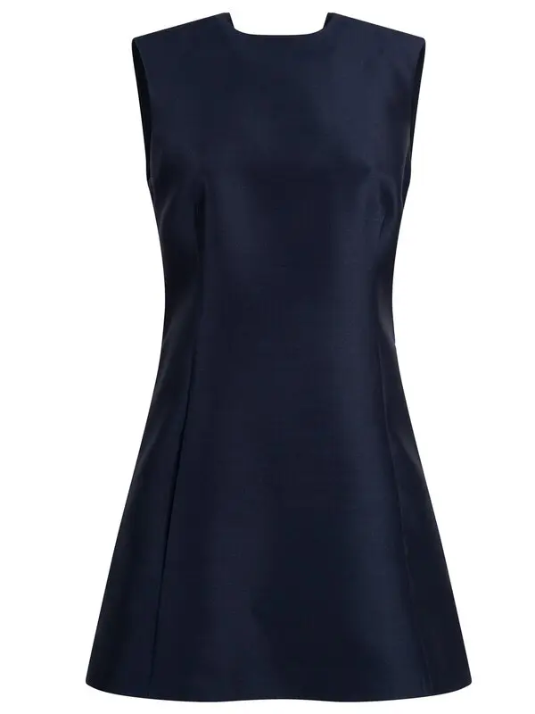 Balenciaga Mini Dress With Wool Button - Blue
