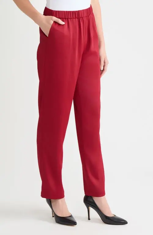 Misook Nora Crêpe De Chine Straight Leg Pants - Scarlet Red