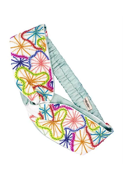 HAIR DRAMA CO. Embroidered Twisted Headband - Blue