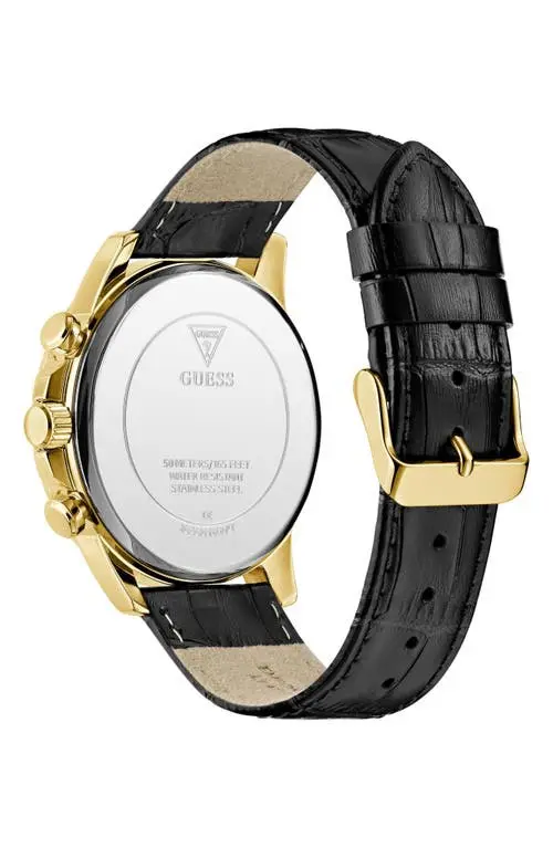 Guess Walker Green Dial Multifunction Leather Strap Watch