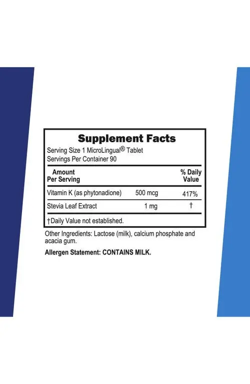 SUPERIOR SOURCE Vitamin K1 Sublingual Tablets Quick Dissolving Supplement