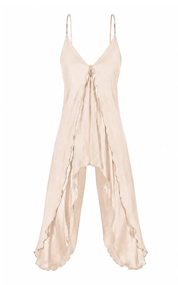 SLEEPING WITH JACQUES Elvira Silk Satin Layered Top - Ivory