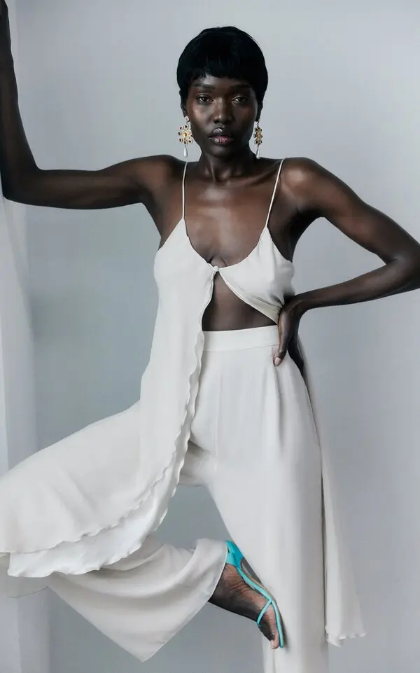 SLEEPING WITH JACQUES Elvira Silk Satin Layered Top