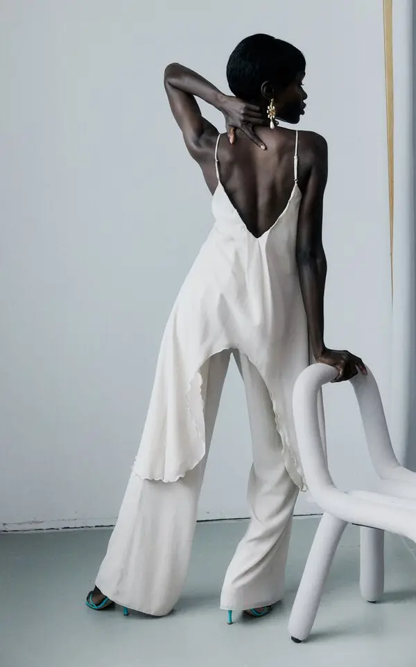 SLEEPING WITH JACQUES Elvira Silk Satin Layered Top