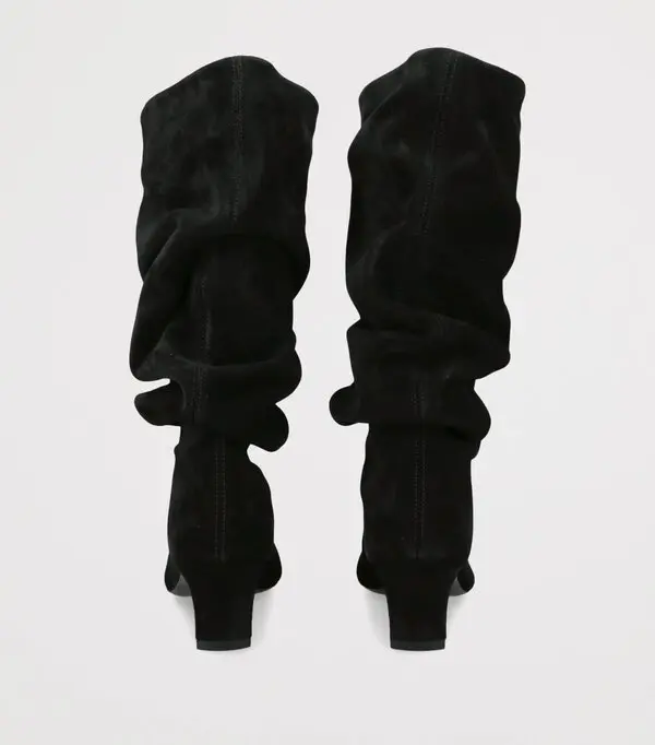 Staud Sueded Slouch Boots With Pointed Toe And Mid Heel