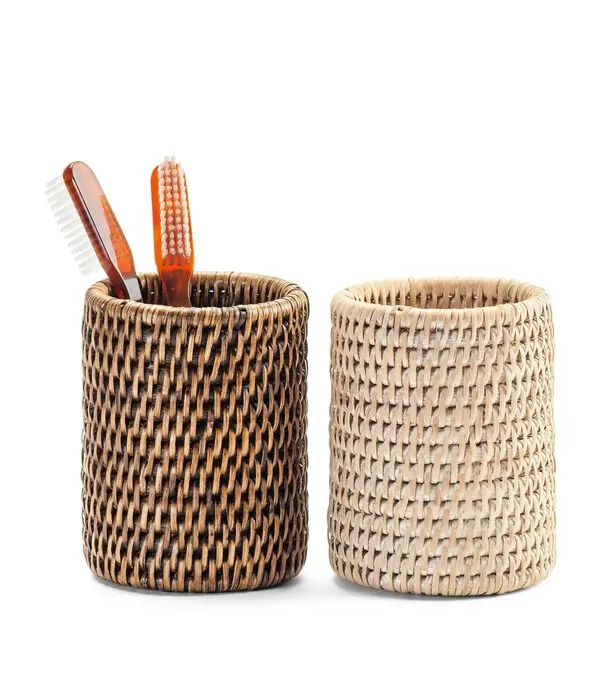 DECOR WALTHER Rattan Basket Toothbrush Tumbler