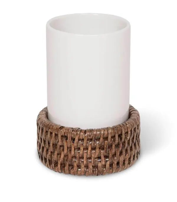 DECOR WALTHER Rattan-porcelain Toiletry Holder