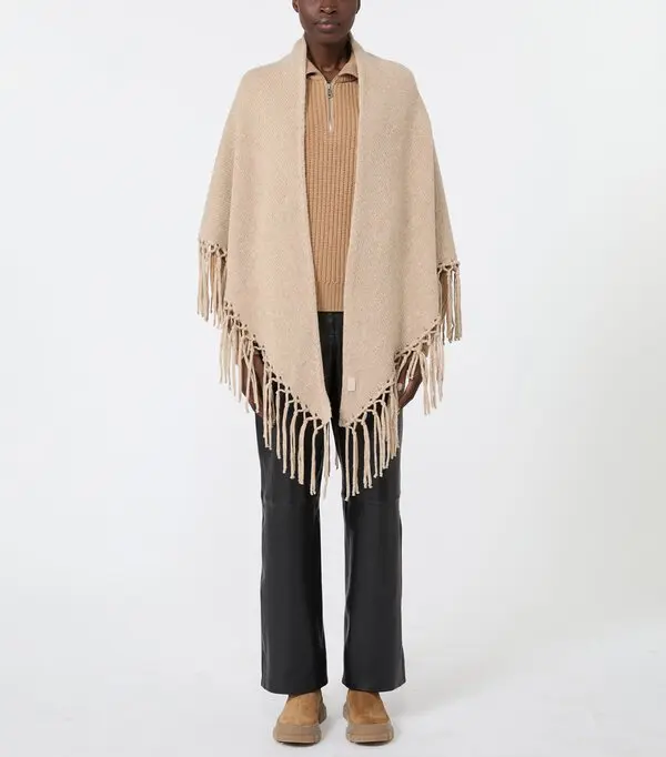 Max Mara Virgin Wool Fringed Shawl