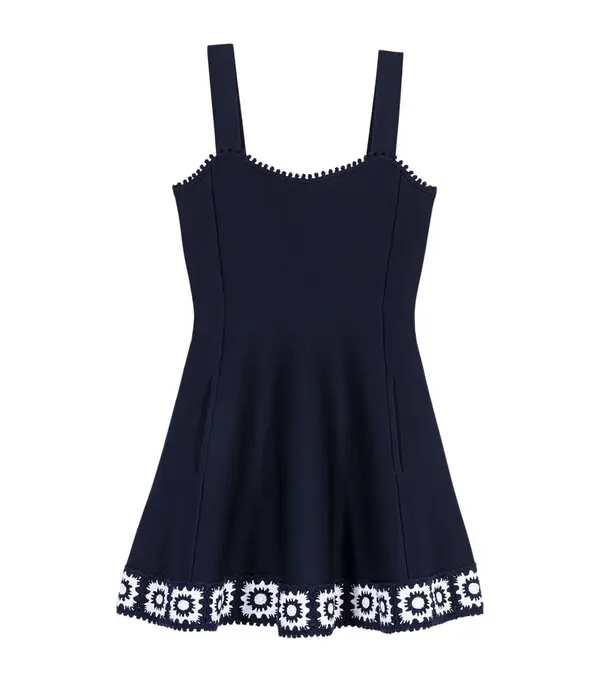 Maje Knitted Mini Dress With Crochet Trim