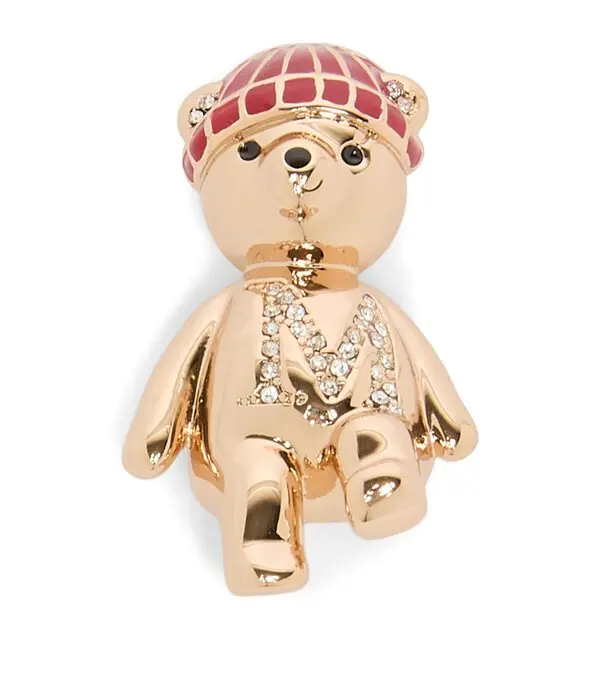Max Mara Diamanté Teddy Bear Brooch - Nude
