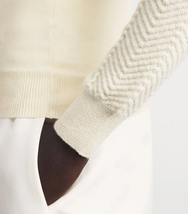 Colombo Cashmere Chevron High Neck Sweater