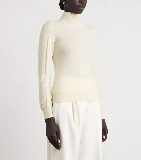 Colombo Cashmere Chevron High Neck Sweater
