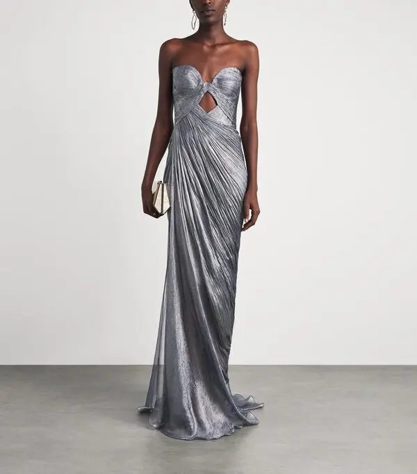 MARIA LUCIA HOHAN Metallic Silk Draped Gown - Blue