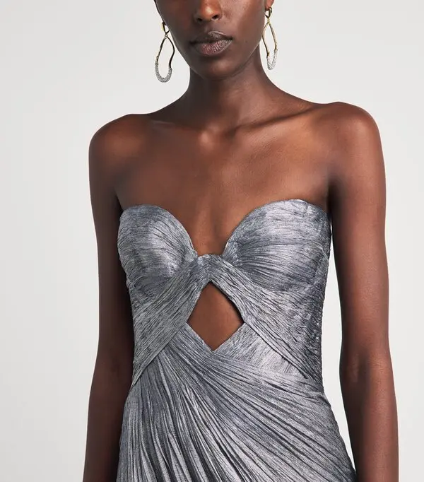 MARIA LUCIA HOHAN Metallic Silk Draped Gown - Blue