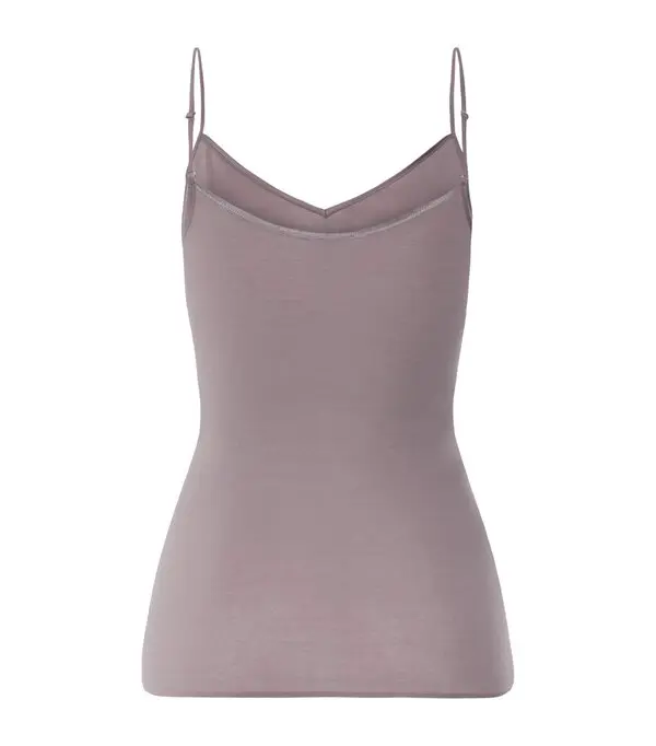 Hanro Cotton Seamless Spaghetti Strap V-neck Tank Top