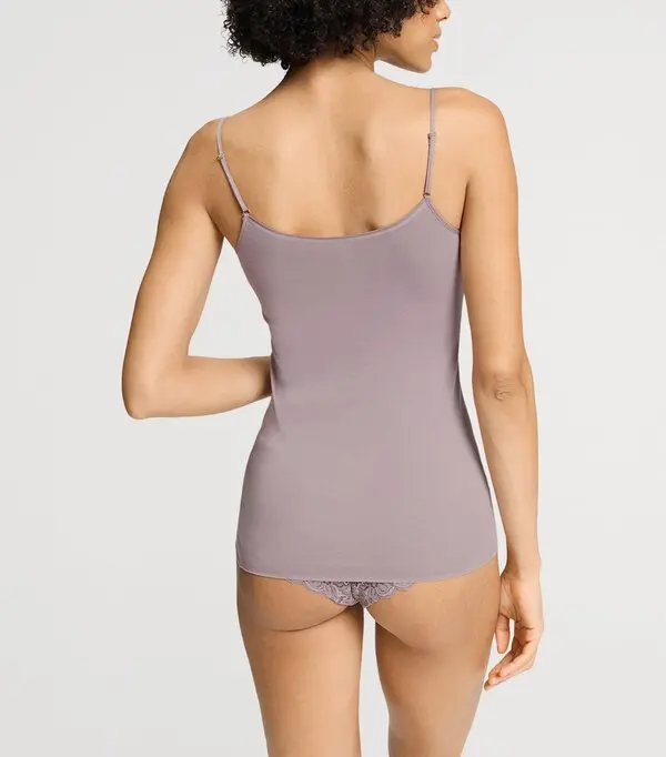 Hanro Cotton Seamless Spaghetti Strap V-neck Tank Top