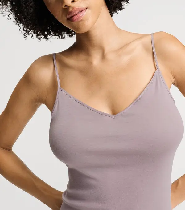 Hanro Cotton Seamless Spaghetti Strap V-neck Tank Top