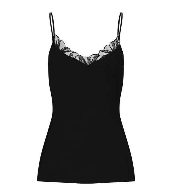 Hanro Cotton Rosaria Embroidered Lace Trim Tank Top