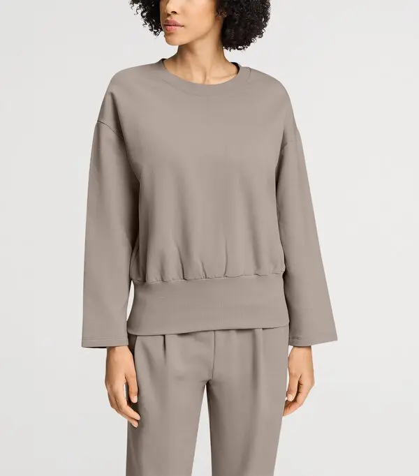 Hanro Stretch-cotton Natural Living Crew Neck Sweater