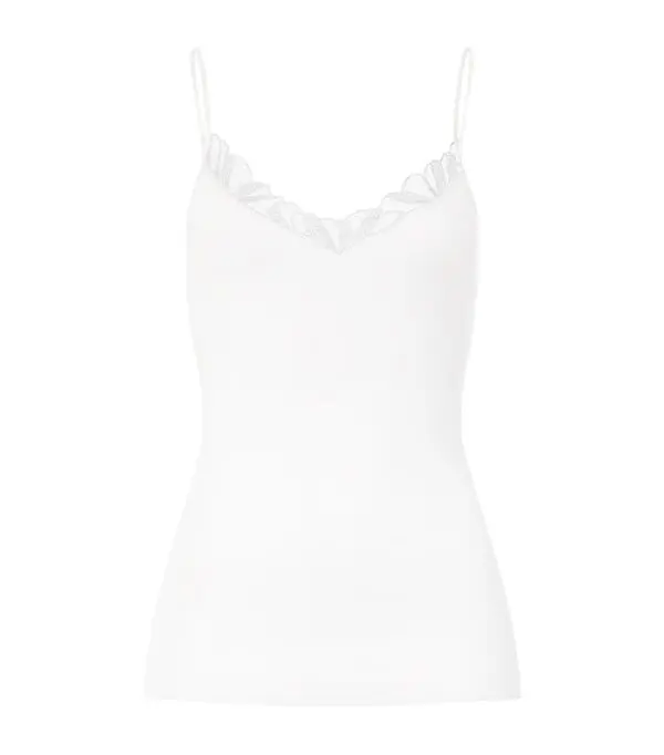 Hanro Cotton Rosaria Lace Trimmed Tank Top - Ivory