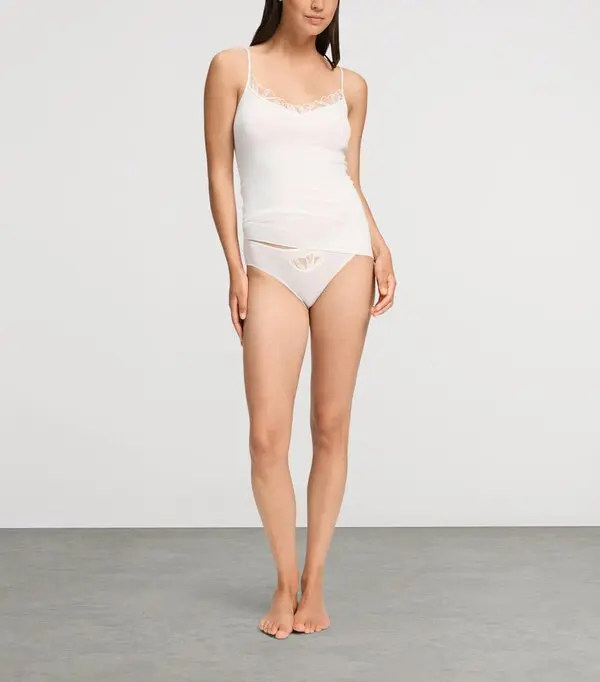 Hanro Cotton Rosaria Lace Trimmed Tank Top - Ivory