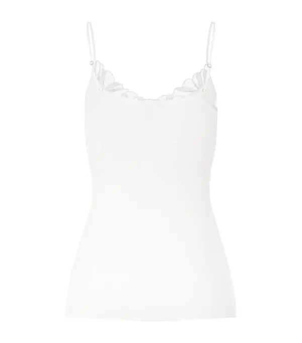 Hanro Cotton Rosaria Lace Trimmed Tank Top - Ivory
