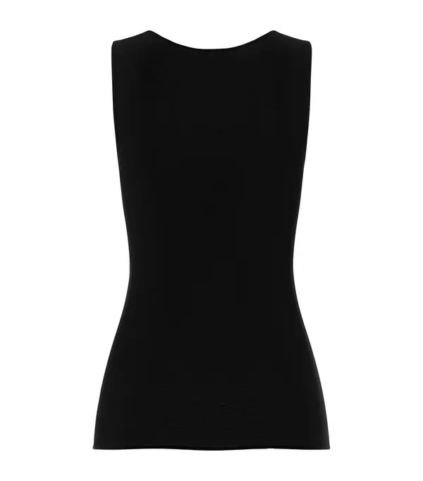 Hanro Cotton Rosaria Tank Top With Floral Embroidery - Black
