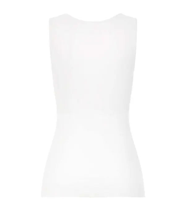 Hanro Cotton Rosaria Tank Top With Embroidered Neckline - Ivory