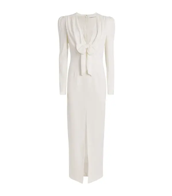 Alessandra Rich Cady Bow Detail Midi Dress - White