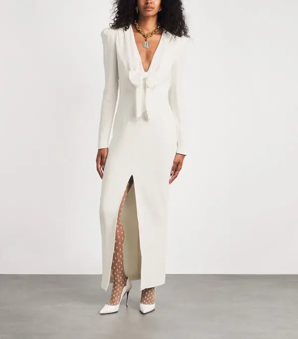 Alessandra Rich Cady Bow Detail Midi Dress