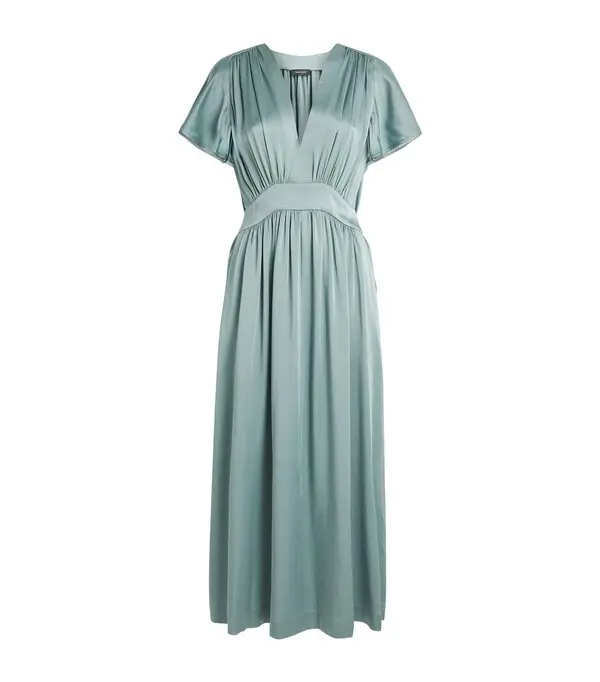 Fabiana Filippi Satin Cape Effect Midi Dress - Green