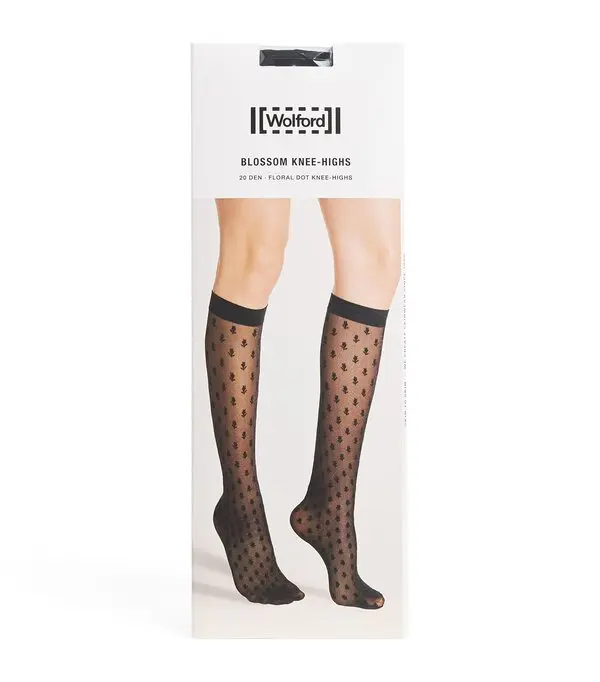 Wolford Blossom 20 Knee-high Stockings - Black