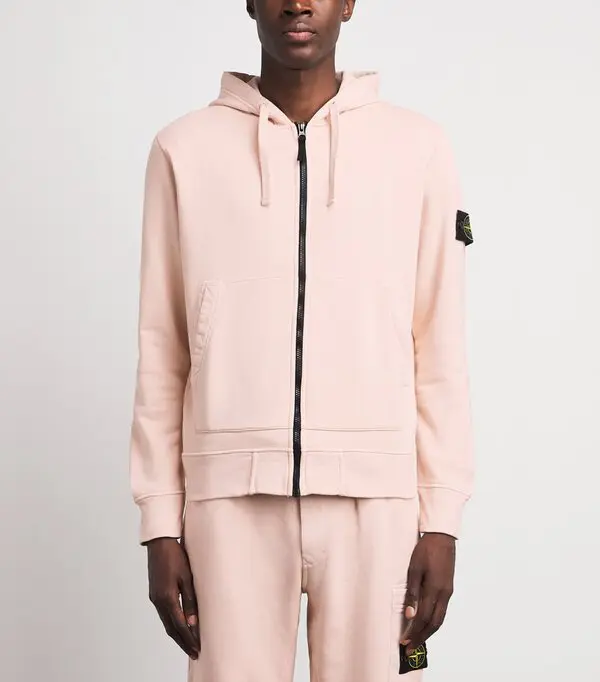 Stone Island Organic Cotton Zip-up Hoodie - Pink