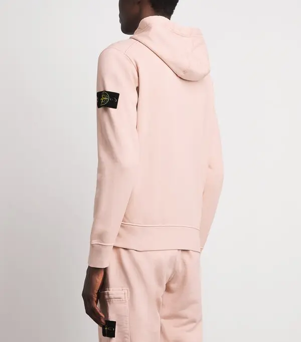 Stone Island Organic Cotton Zip-up Hoodie - Pink
