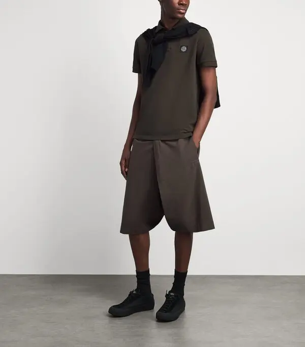 Stone Island Cotton Compass Polo Shirt - Black