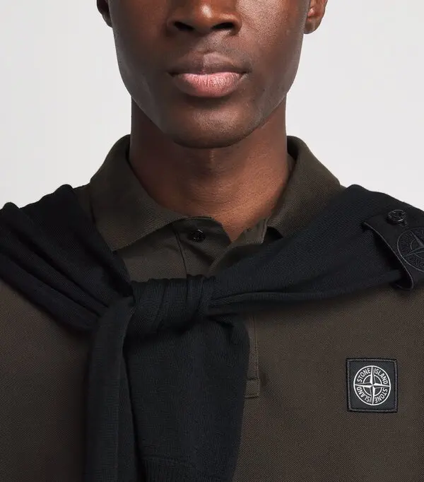 Stone Island Cotton Compass Polo Shirt - Black