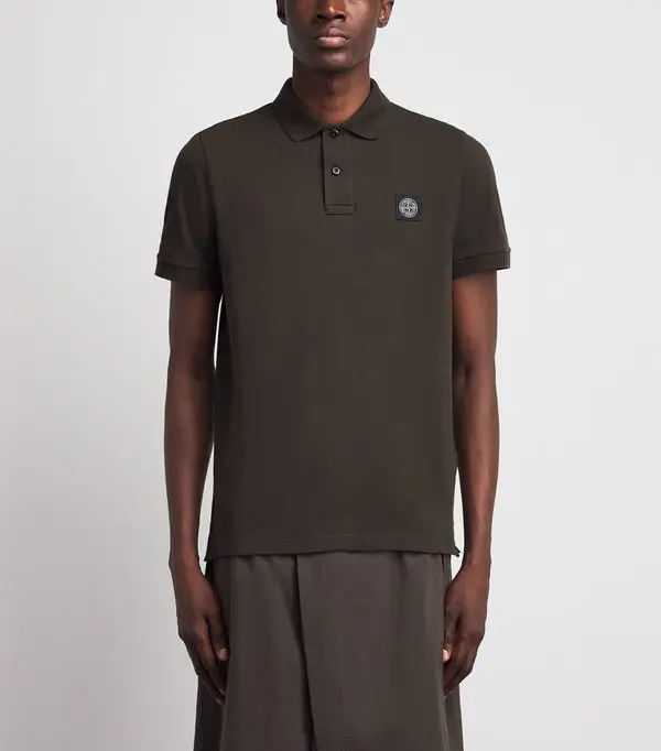 Stone Island Cotton Compass Polo Shirt - Black