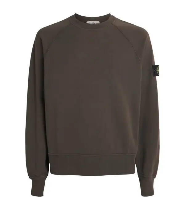 Stone Island Cotton Sweatshirt With Compass Logo - Black