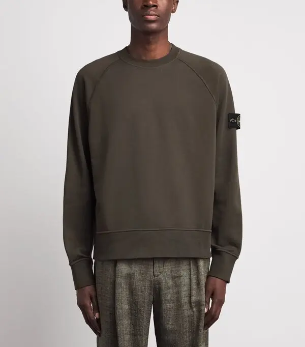 Stone Island Cotton Sweatshirt With Compass Logo - Black